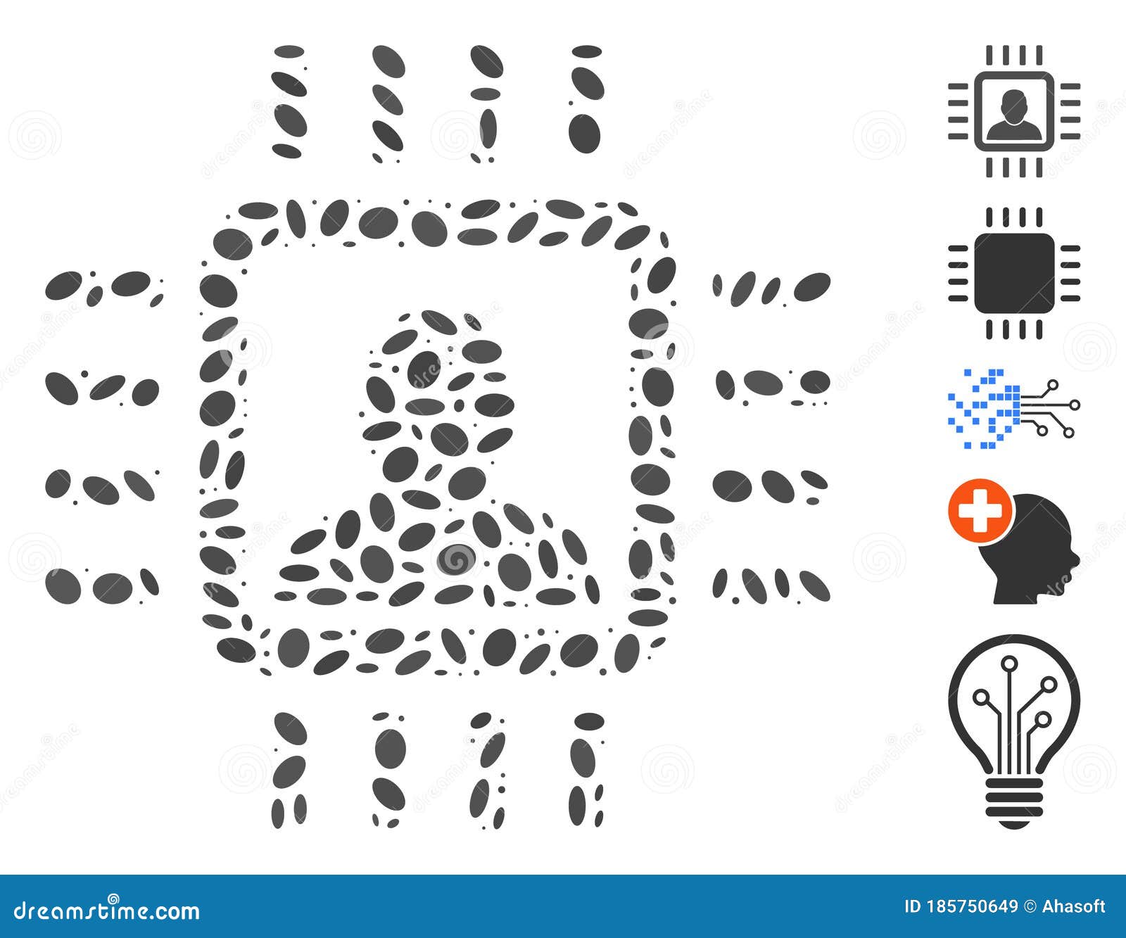 Ellipse Collage Neuro Processor Stock Illustration - Illustration of ...