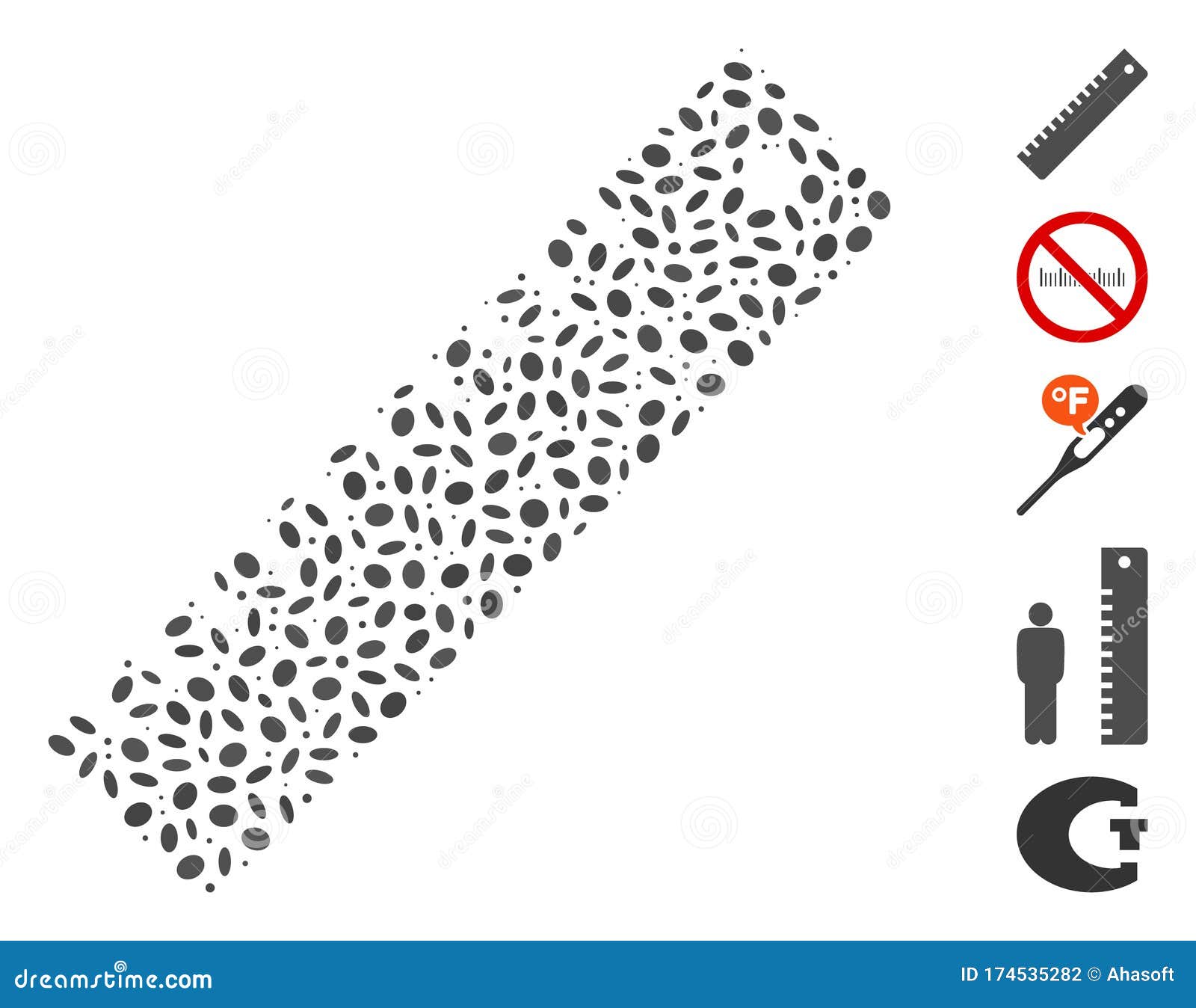 Dotted Ruler Scale Measure Line Sign Vector Illustration. Dashed Ruler ...