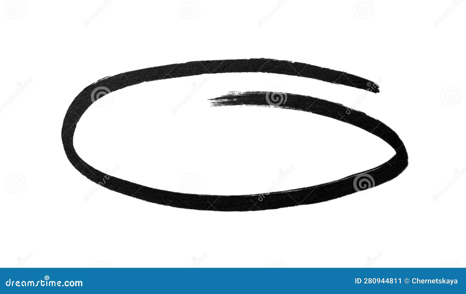 Ellipse Drawn with Black Marker on White Background, Top View Stock ...