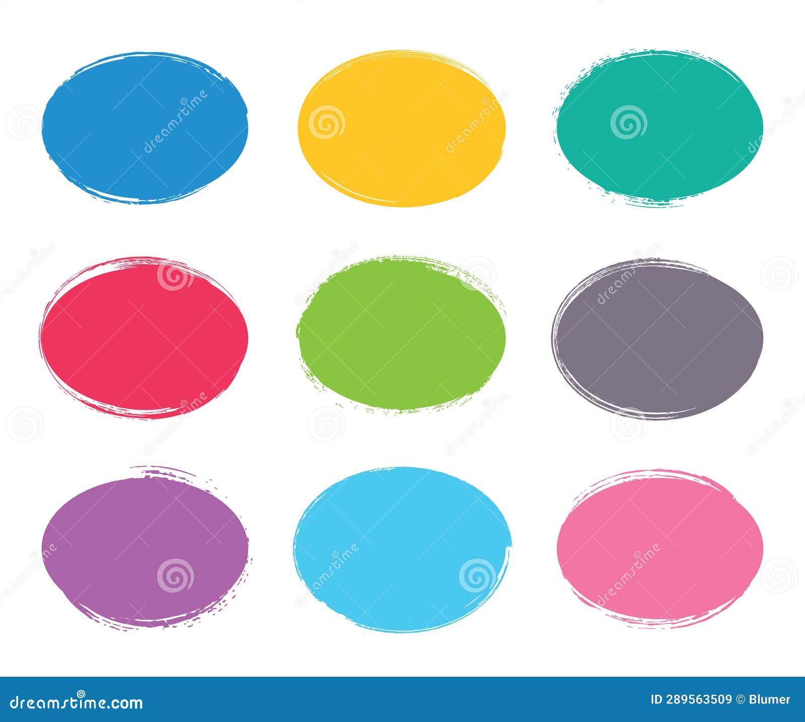 Ellipse Hand Drawn Textured Design Element Set Stock Illustration ...