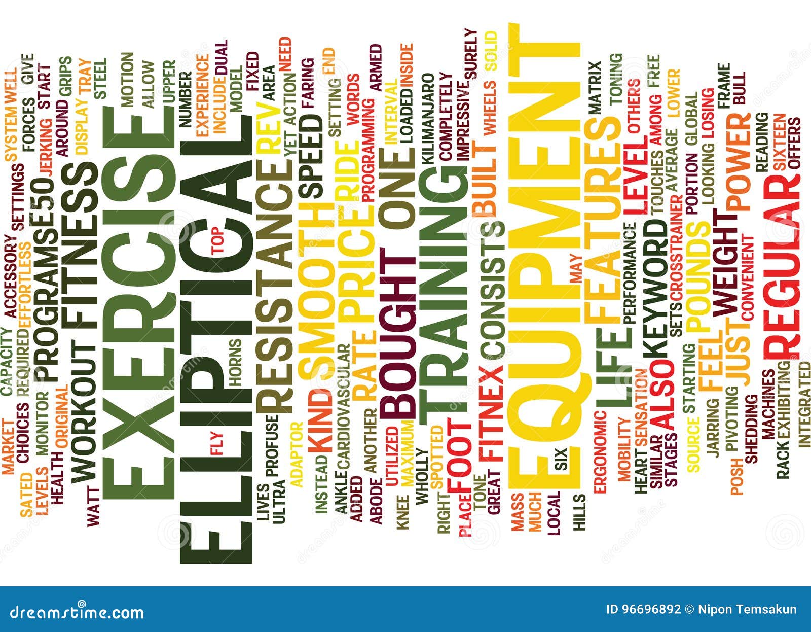 Elliptical Exercise Equipment Text Background Word Cloud Concept Stock ...