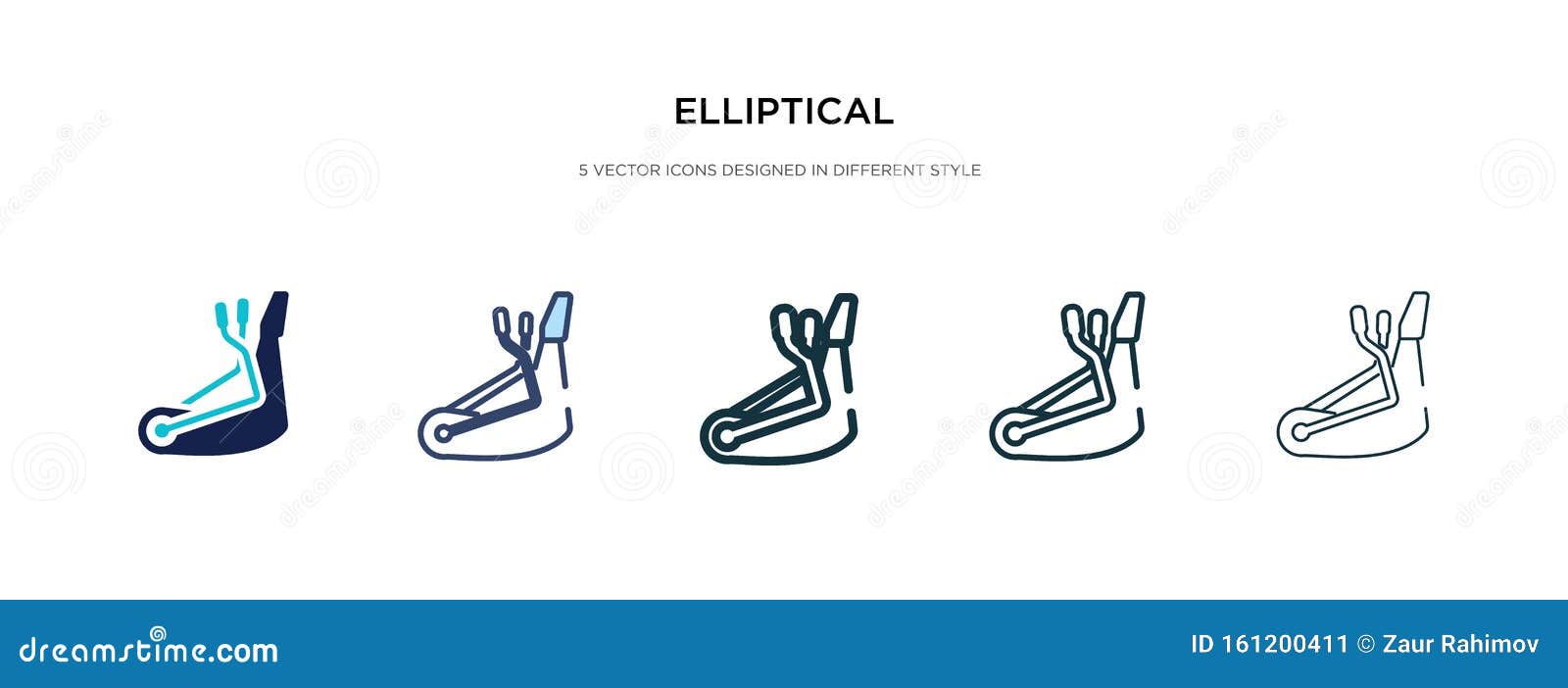 Elliptical Icon in Different Style Vector Illustration. Two Colored and ...