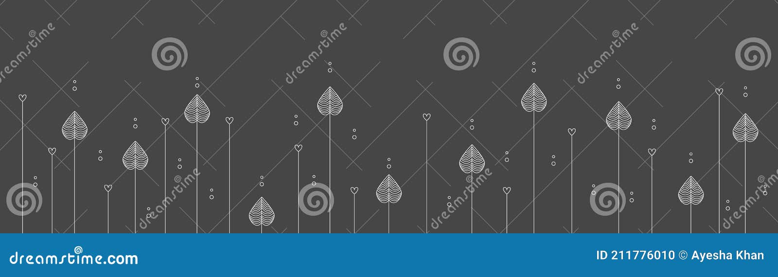 Elliptical Leaves Outlines and Dots Repeatable Border Design Stock ...