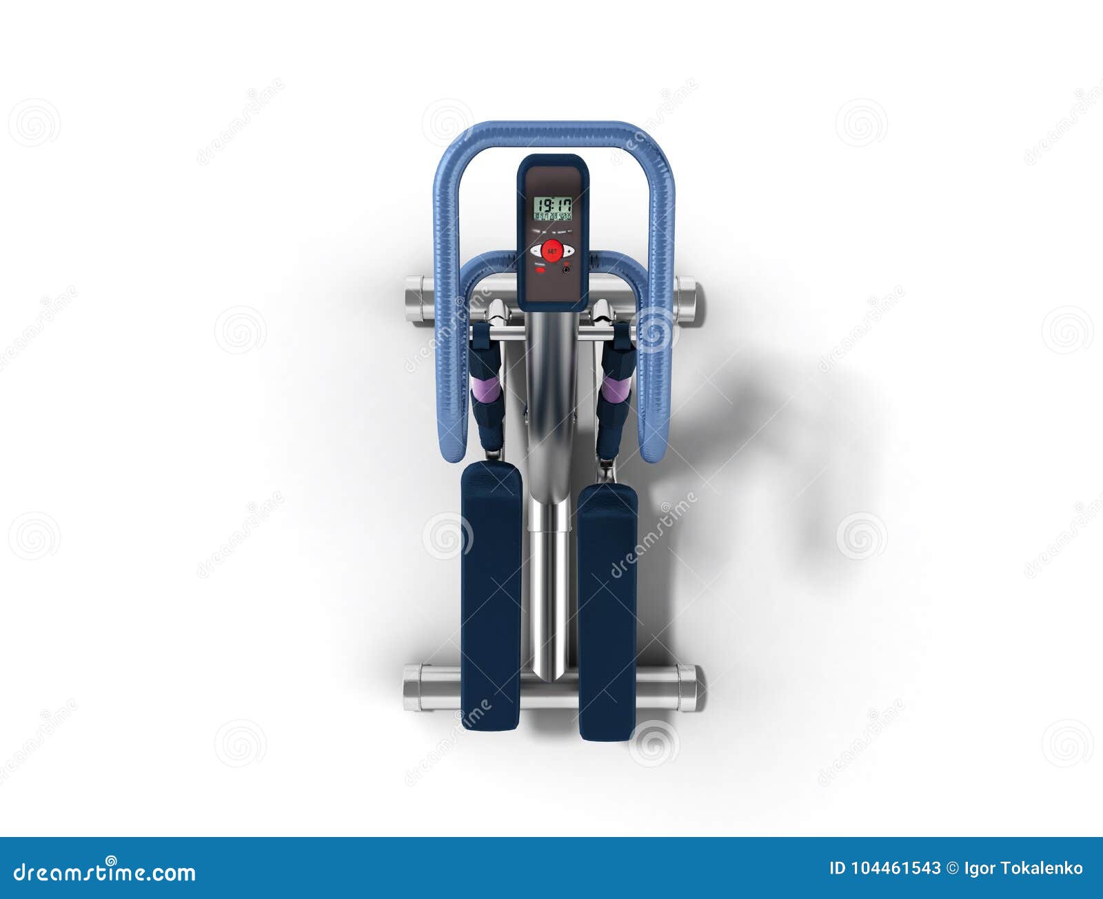 Elliptical Trainer Top View 3d Render on White Stock Illustration ...