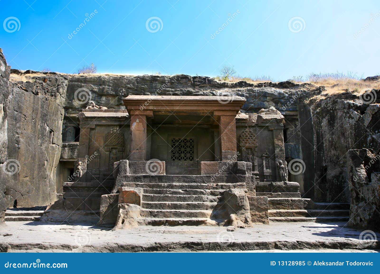 Ellora Rock Carved Buddhist Temple Stock Image - Image of indian, asia ...