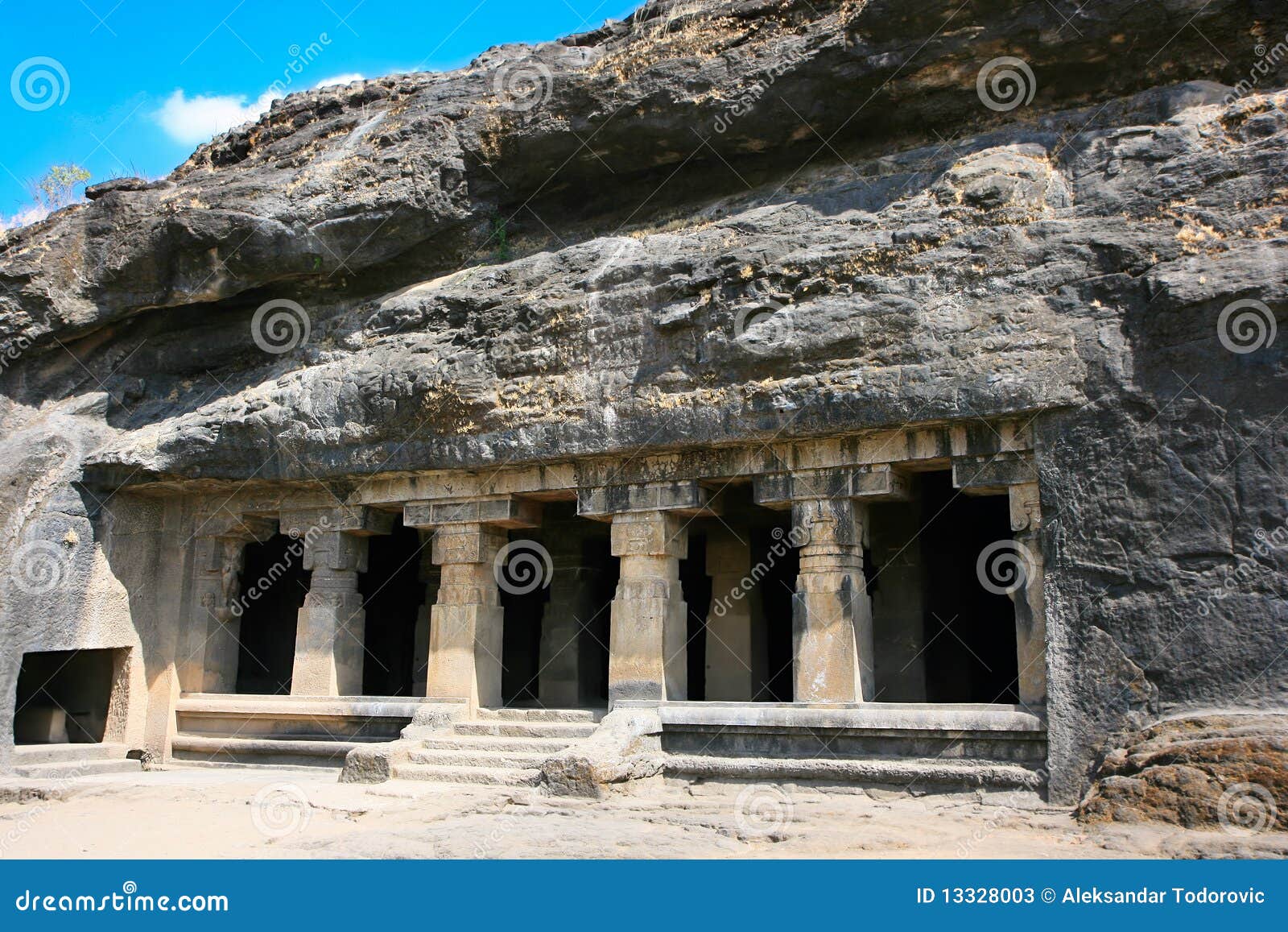 Ellora Rock Carved Buddhist Temple Stock Image - Image of building ...