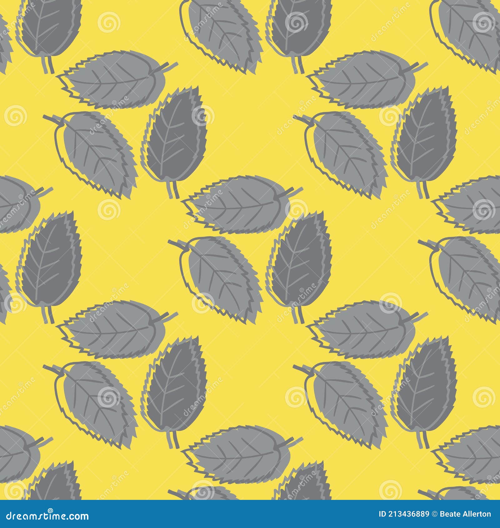 Elm Leaf Seamless Vector Pattern Background. Backdrop of Groups of Hand ...