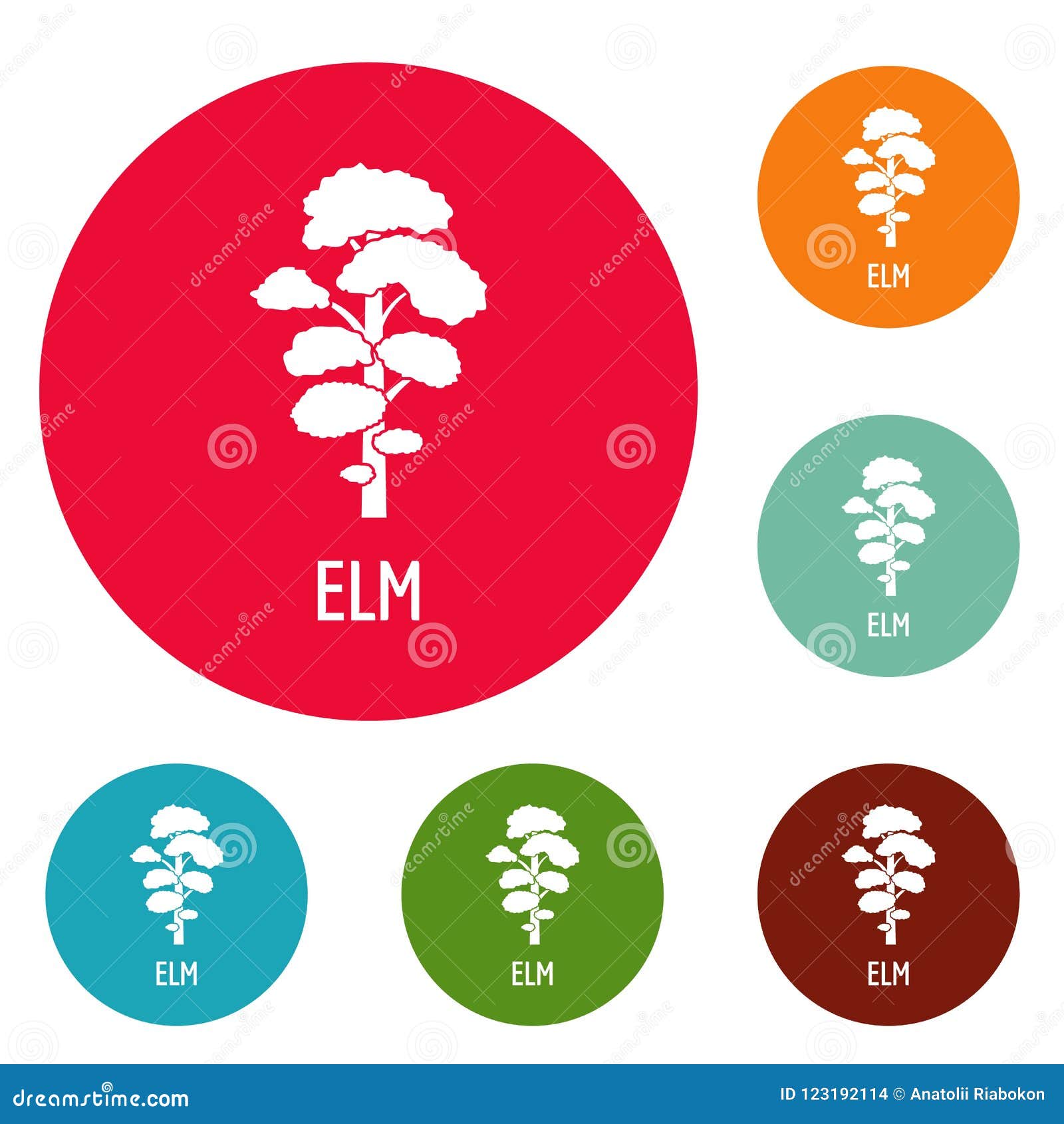 Elm tree icons circle set stock illustration. Illustration of country ...