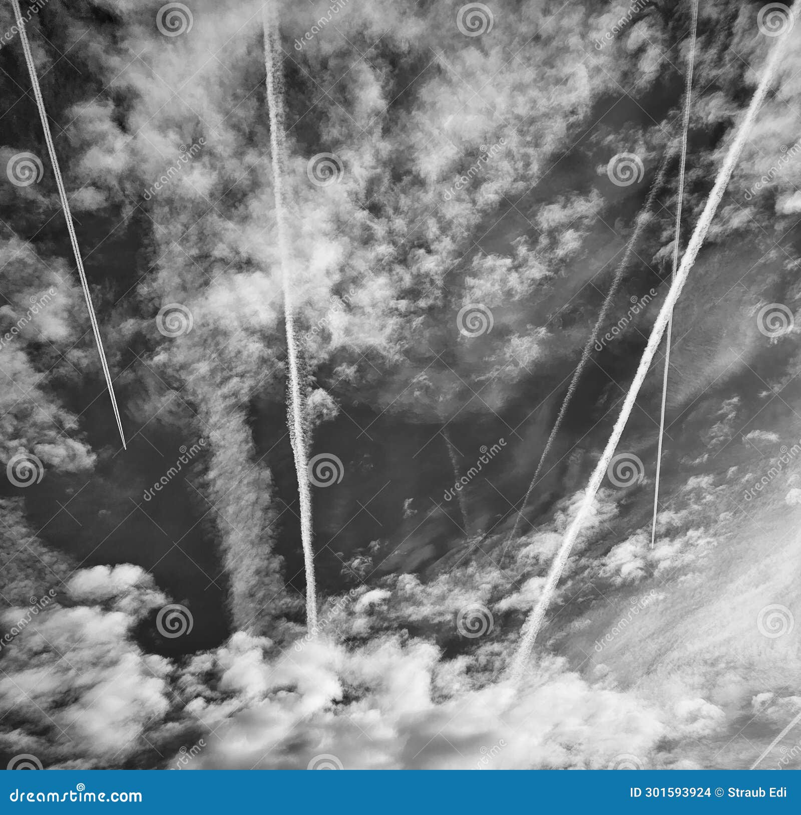 Elongated Linear Clouds on a Blue Sky Stock Photo - Image of blue ...