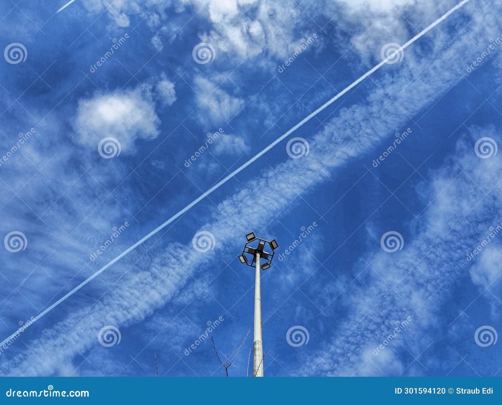 Elongated Linear Clouds on a Blue Sky Stock Photo - Image of ...