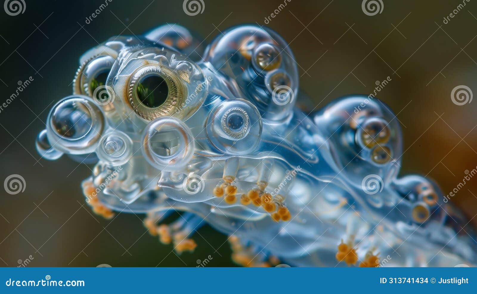 An Elongated Transparent Creature with Multiple Eyepieces and a ...