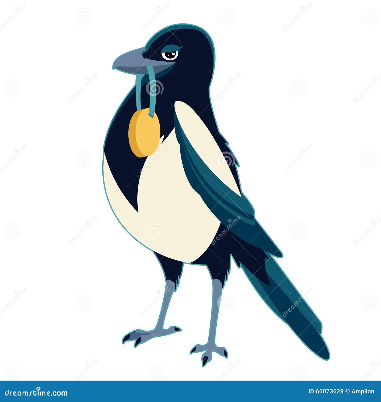 Elster mit Medaille vektor abbildung. Illustration von elster - 66073628