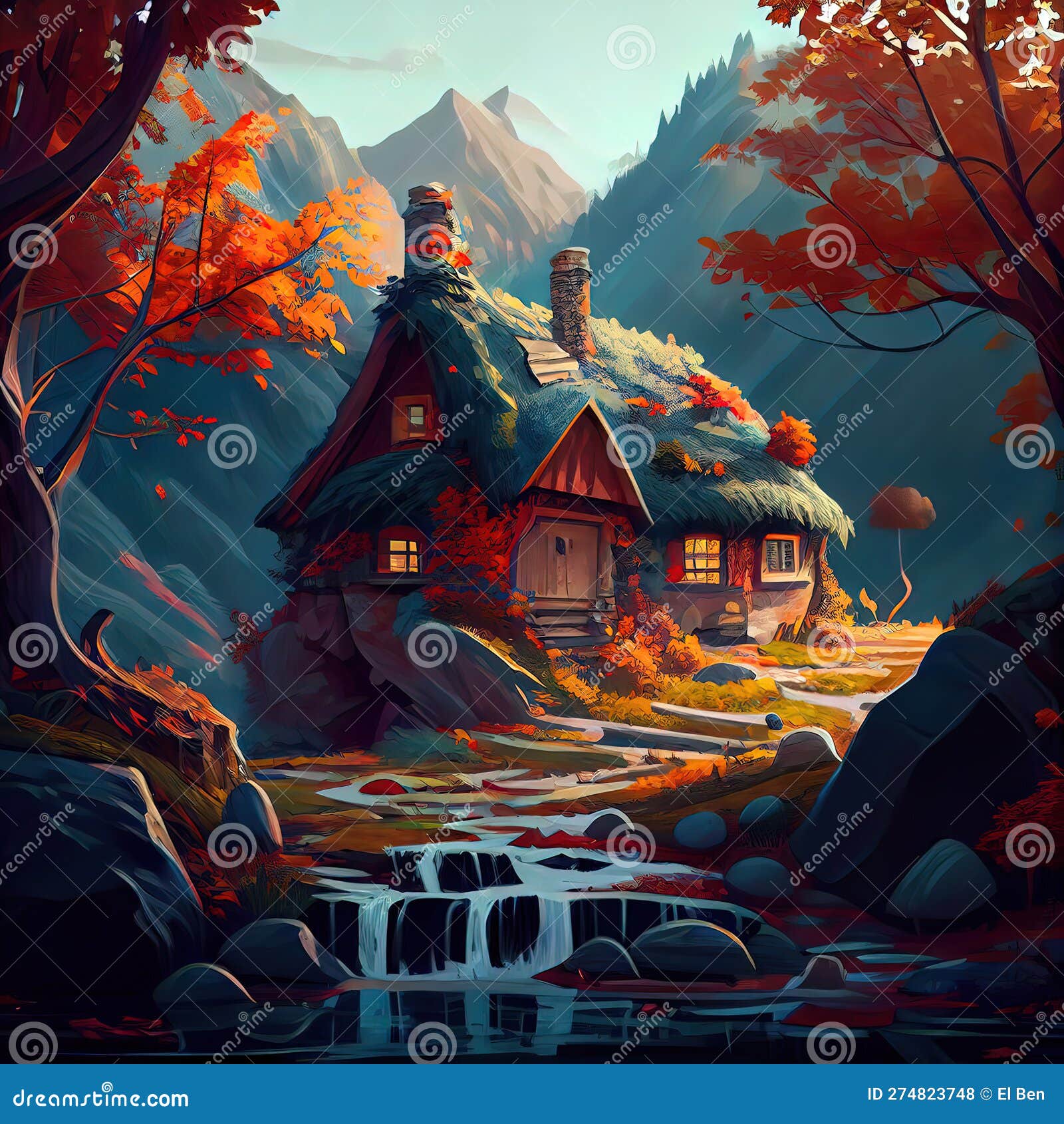 Elven Cottage House - Ai Generated Stock Illustration - Illustration of ...