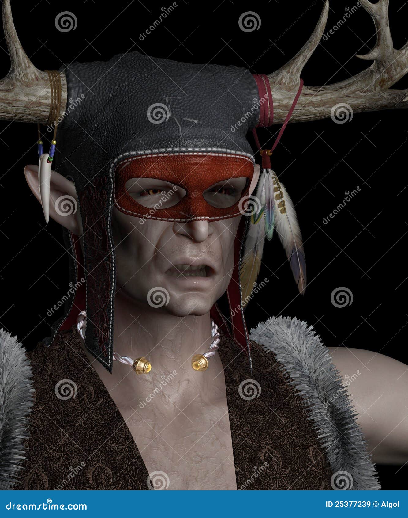 Elven Shaman Portrait stock illustration. Illustration of male - 25377239
