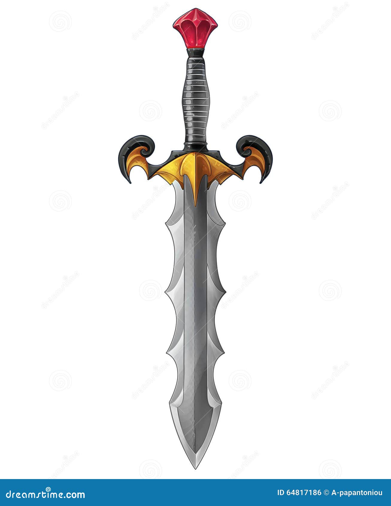 Elven Sword With Runes Isolated. Fantastic Blade Elf. Ancient Saber ...