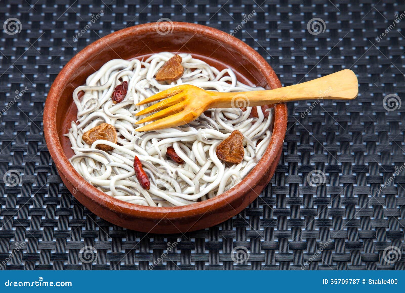 Elvers cooked stock image. Image of dish, food, earthenware - 35709787