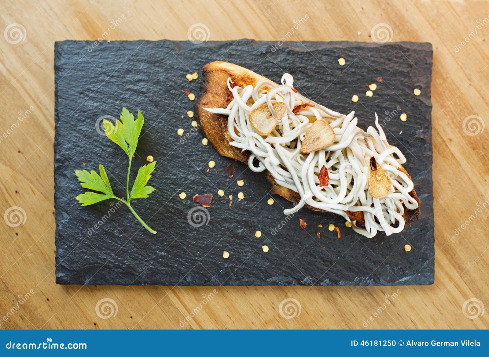 Elvers pintxo. stock photo. Image of cookery, gulas, bread - 46181250