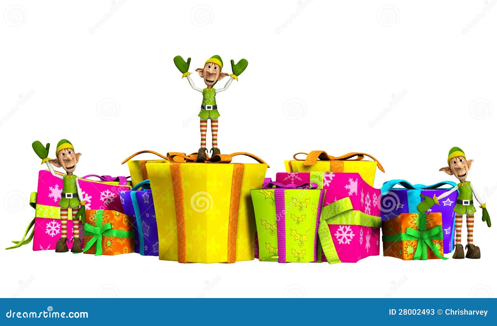 Elves with Christmas Gifts stock illustration. Illustration of creature ...