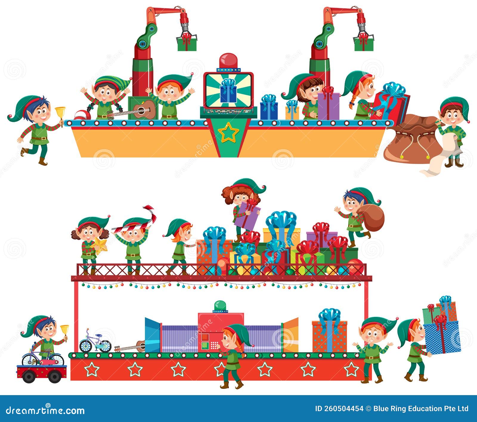 Elves Making Christmas Presents Stock Vector - Illustration of holiday ...