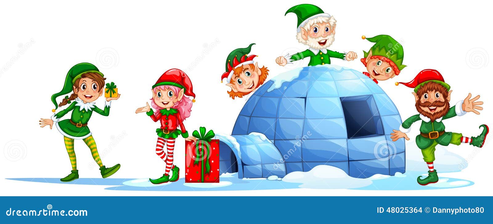 Elves Playing Outside the Igloo Stock Vector - Illustration of female ...