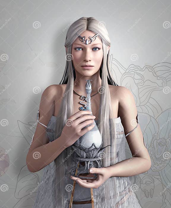 Elves queen with elixir stock illustration. Illustration of enchanted ...