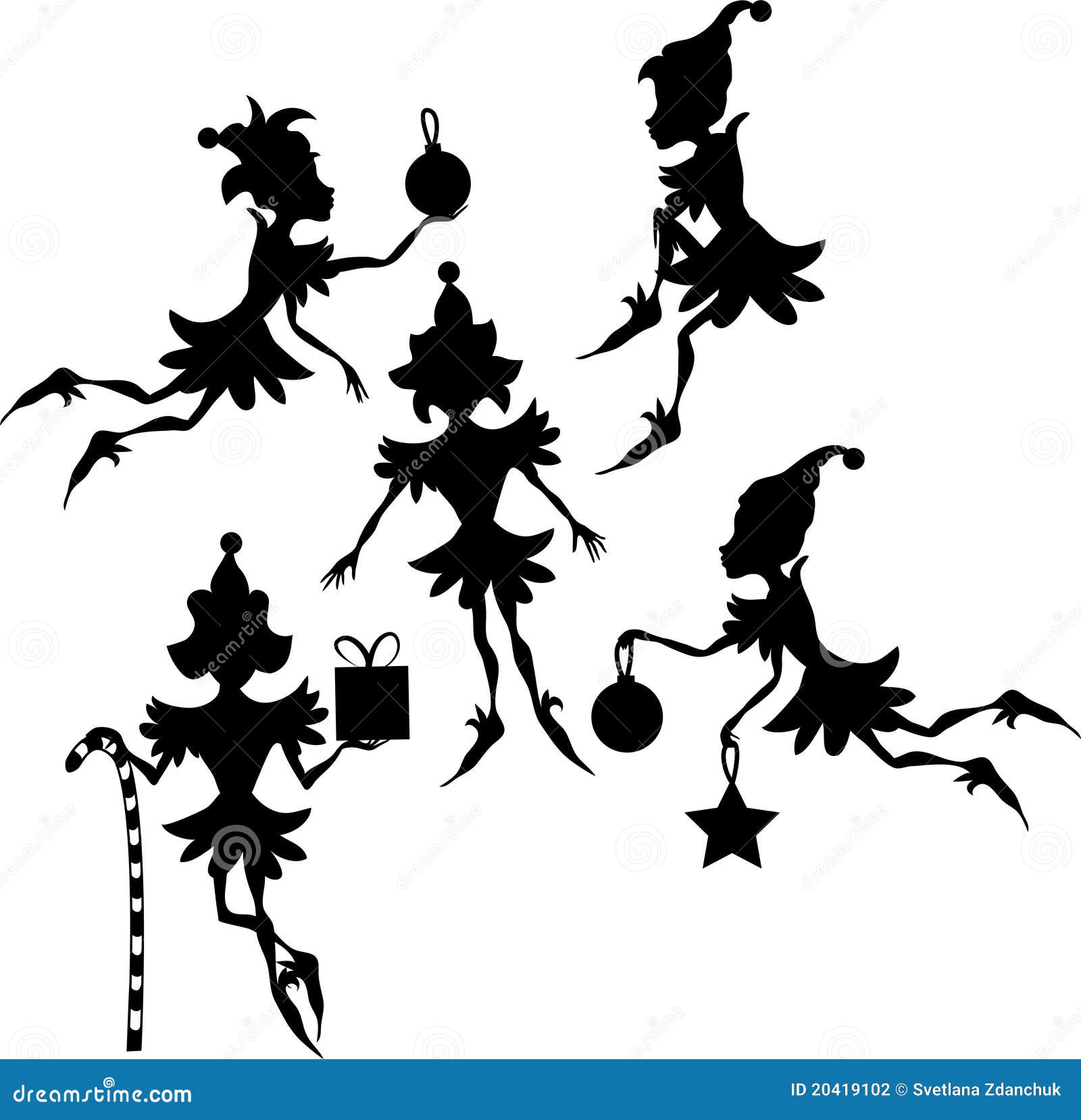 Elves Silhouettes stock illustration. Illustration of graceful - 20419102