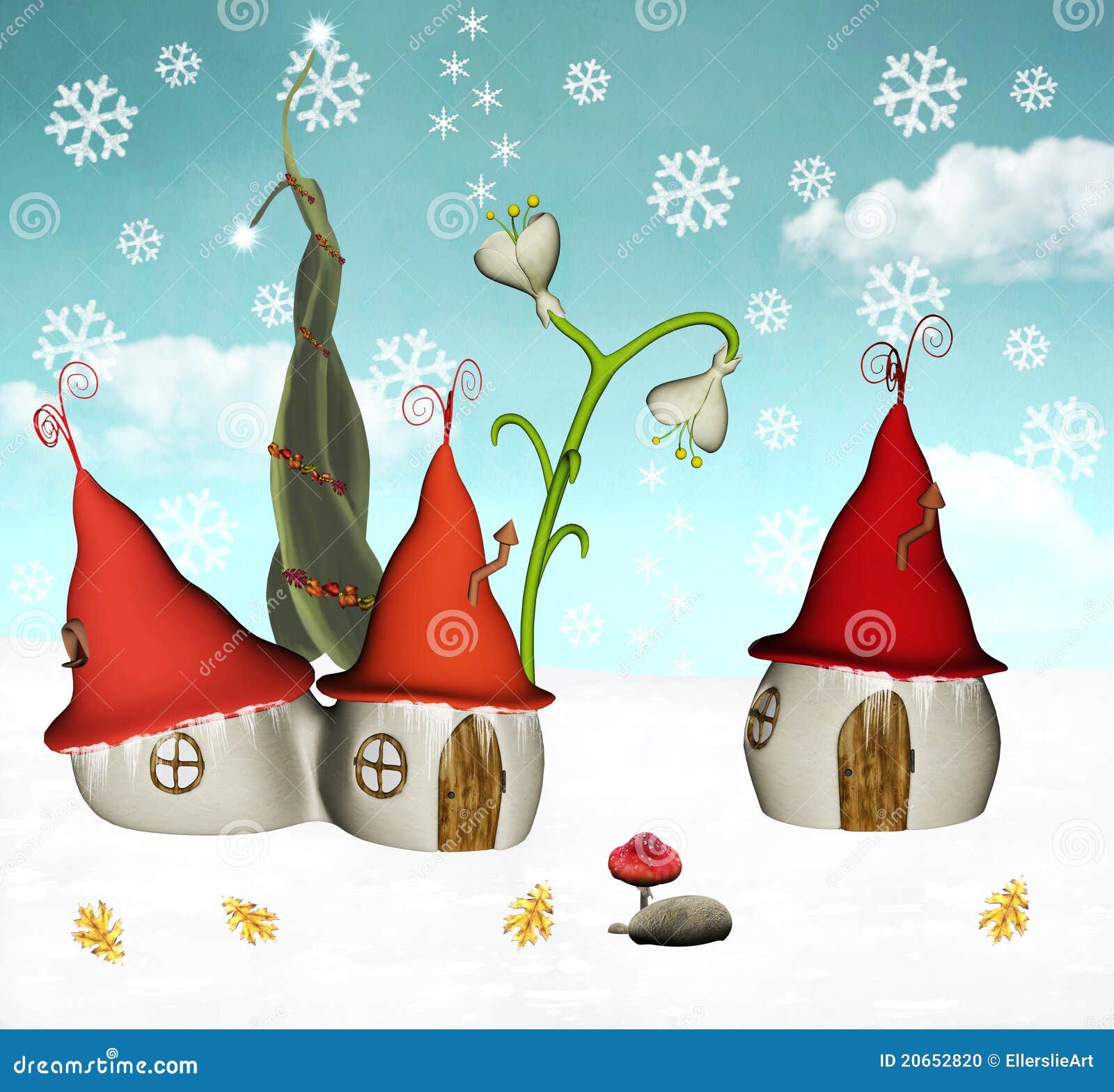Elves winter houses stock illustration. Illustration of tale - 20652820