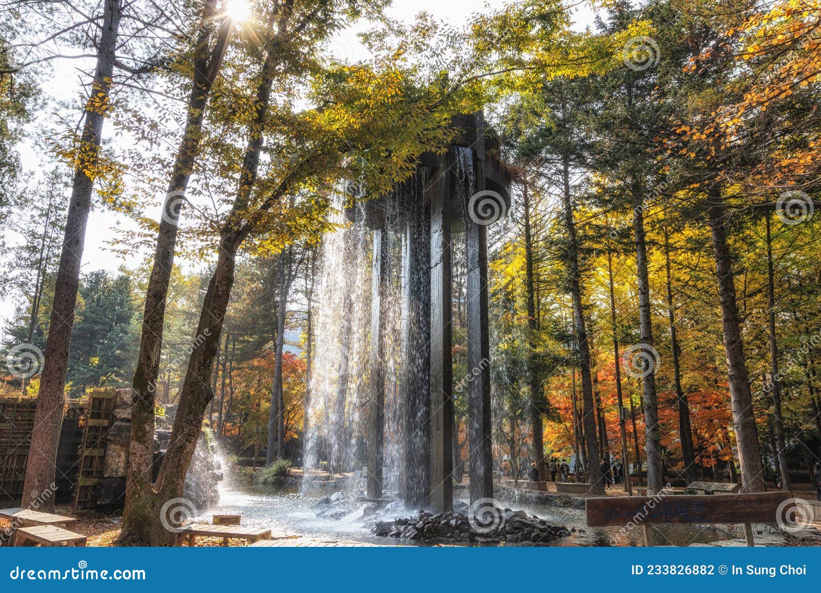 Elysian Waterfall in Nami Island Stock Photo - Image of fountain ...