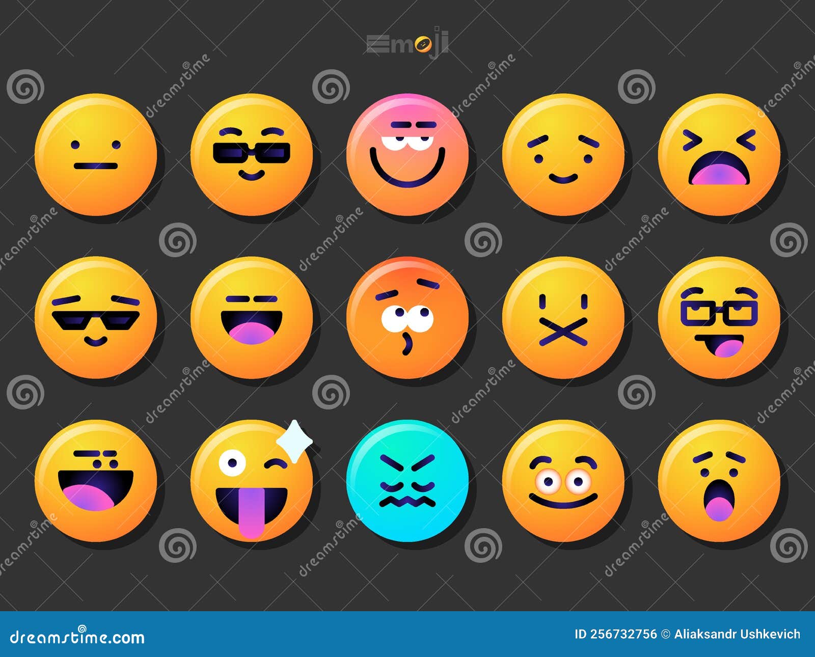 Round Emoticons Yellow Emoji Faces Emoticon Smile, Digital Smiley ...