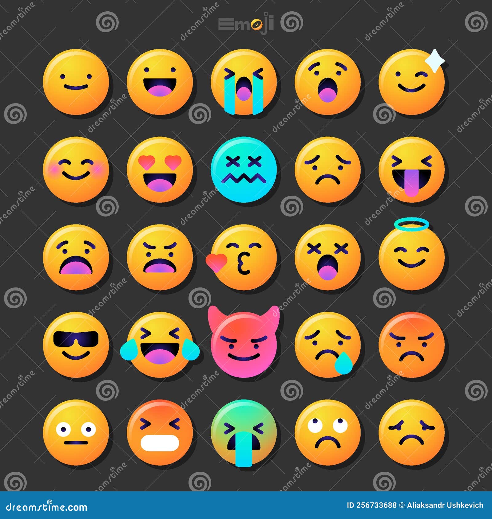 Round Emoticons Yellow Emoji Faces Emoticon Smile, Digital Smiley ...