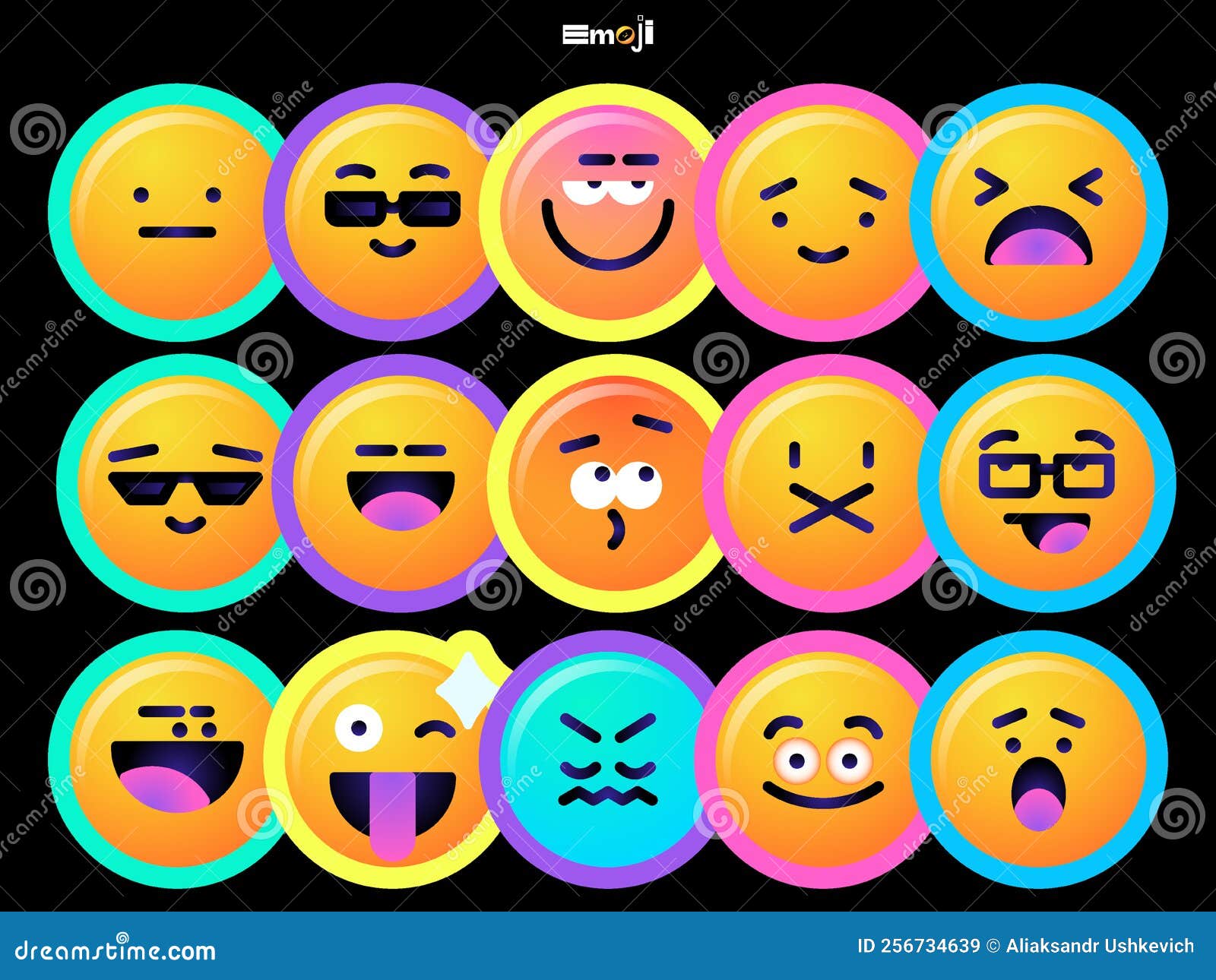 Round Emoticons Yellow Emoji Faces Emoticon Smile, Digital Smiley ...