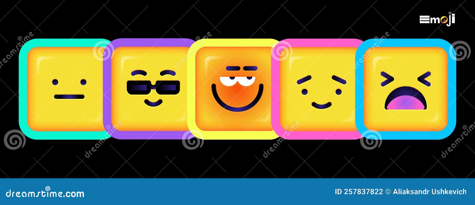 Square Emoticons Yellow Emoji Faces Emoticon Smile, Digital Smiley ...