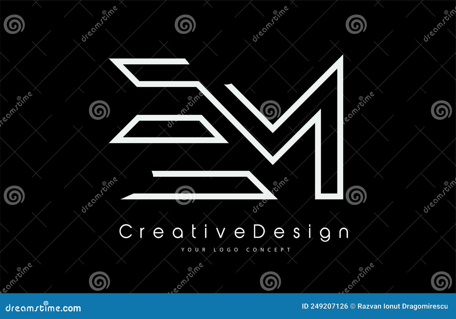 EM E M Letter Logo Design in White Colors Stock Vector - Illustration ...