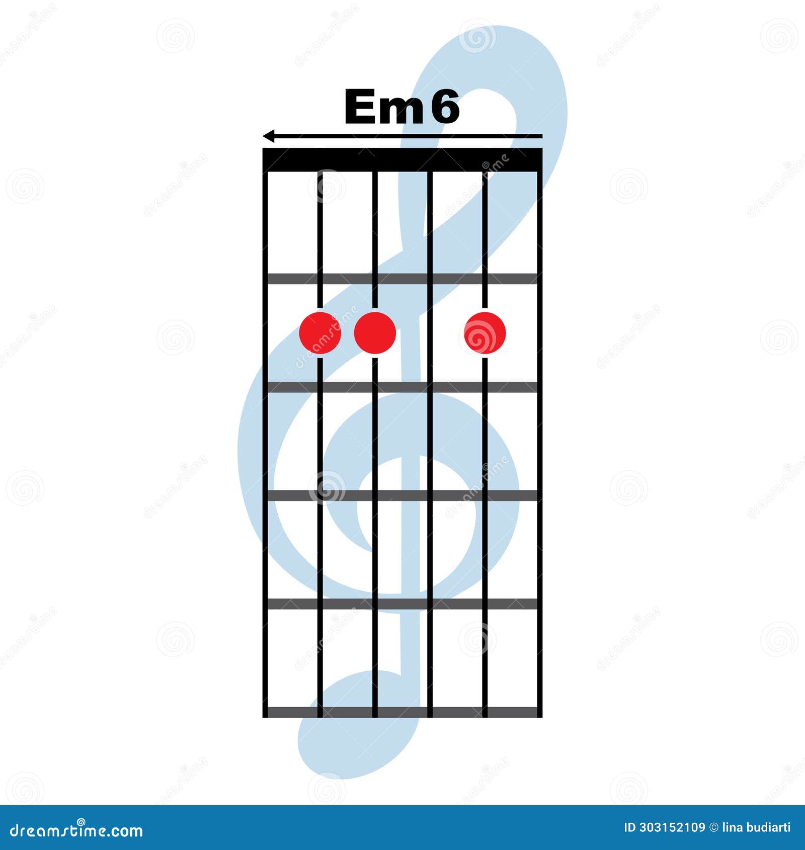 Em6 guitar chord icon stock vector. Illustration of element - 303152109