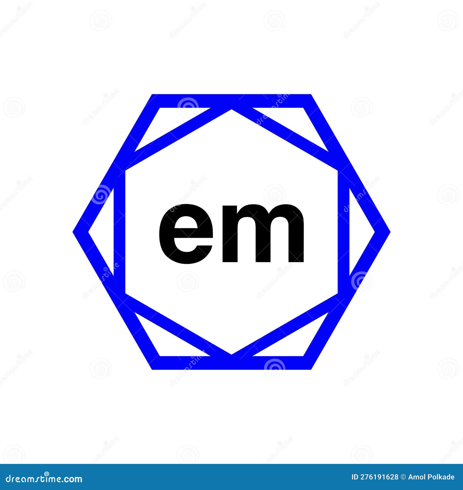 EM Hexagon Typography Monogram. EM Lettering Icon Stock Vector ...