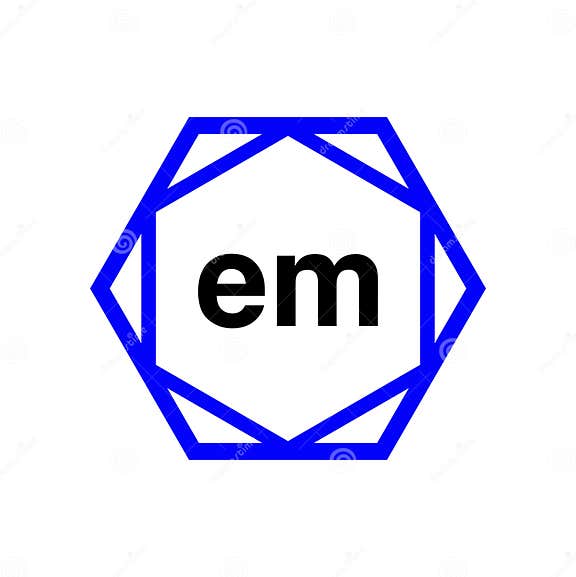EM Hexagon Typography Monogram. EM Lettering Icon Stock Vector ...