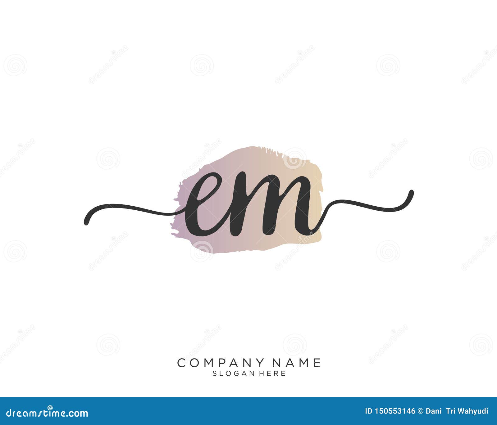 EM Initial Handwriting Logo Concept Stock Illustration - Illustration ...