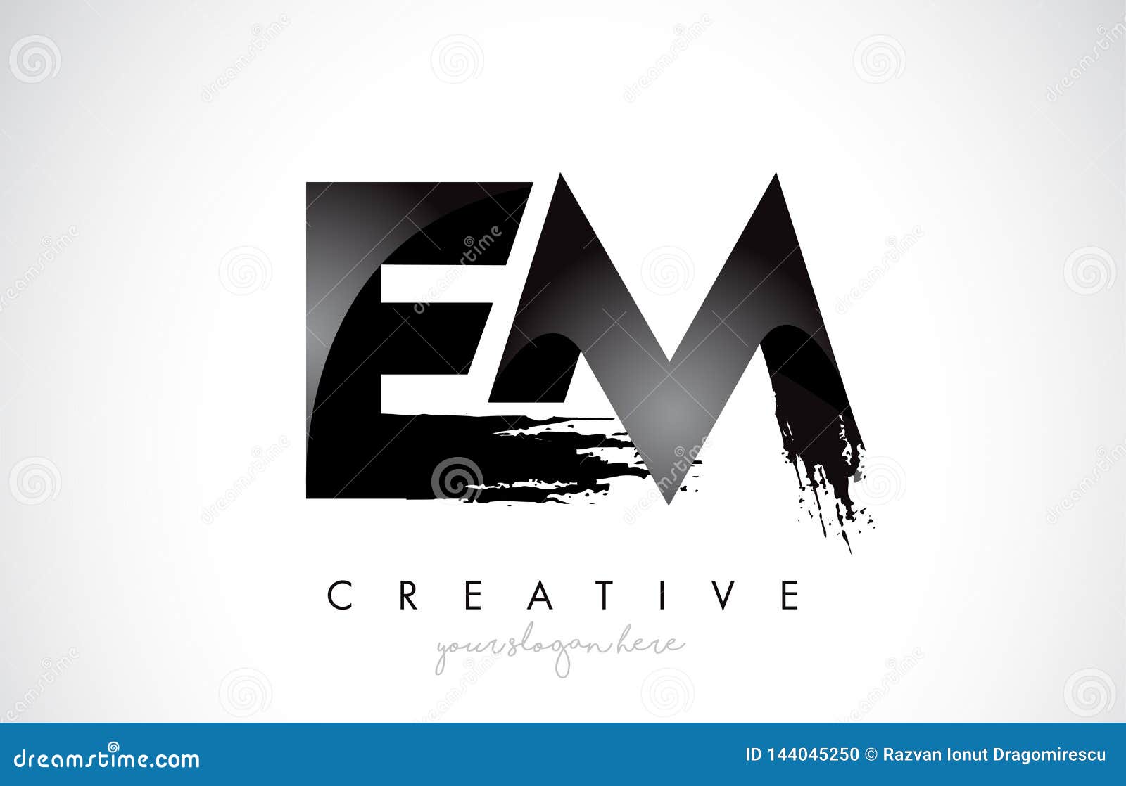 EM Letter Design with Brush Stroke and Modern 3D Look Stock Vector ...