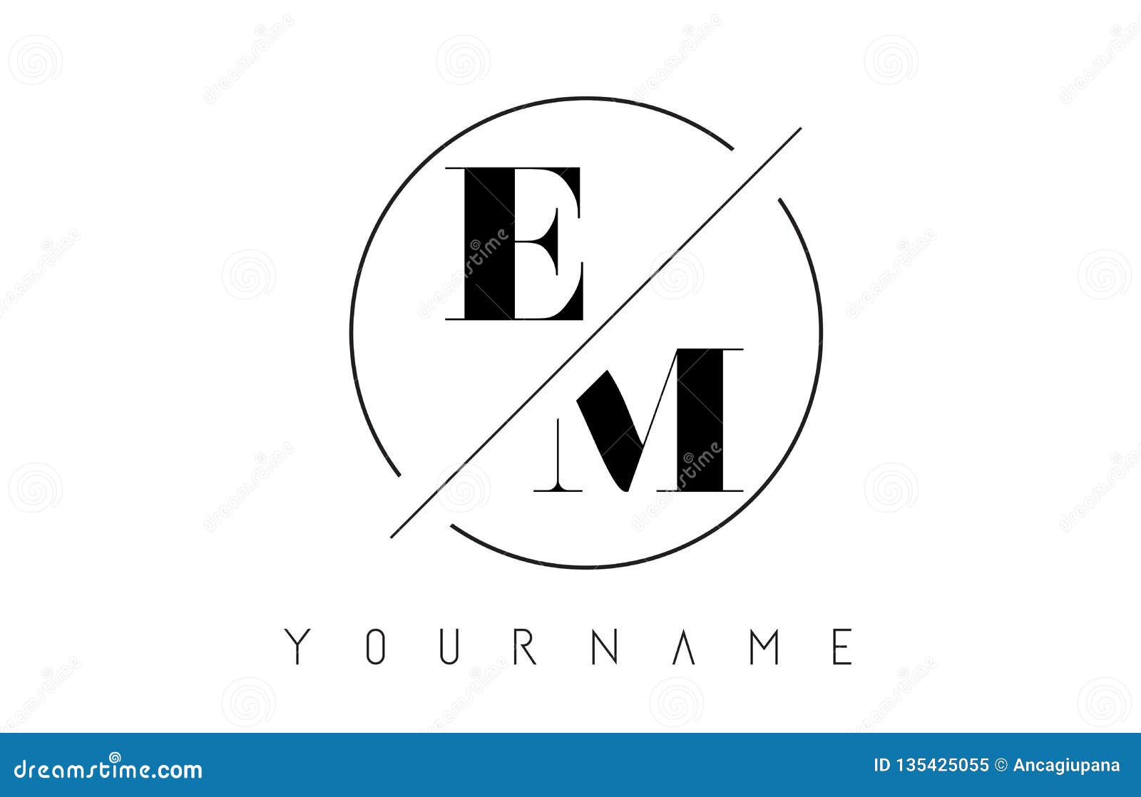 EM Letter Logo with Cutted and Intersected Design Stock Vector ...