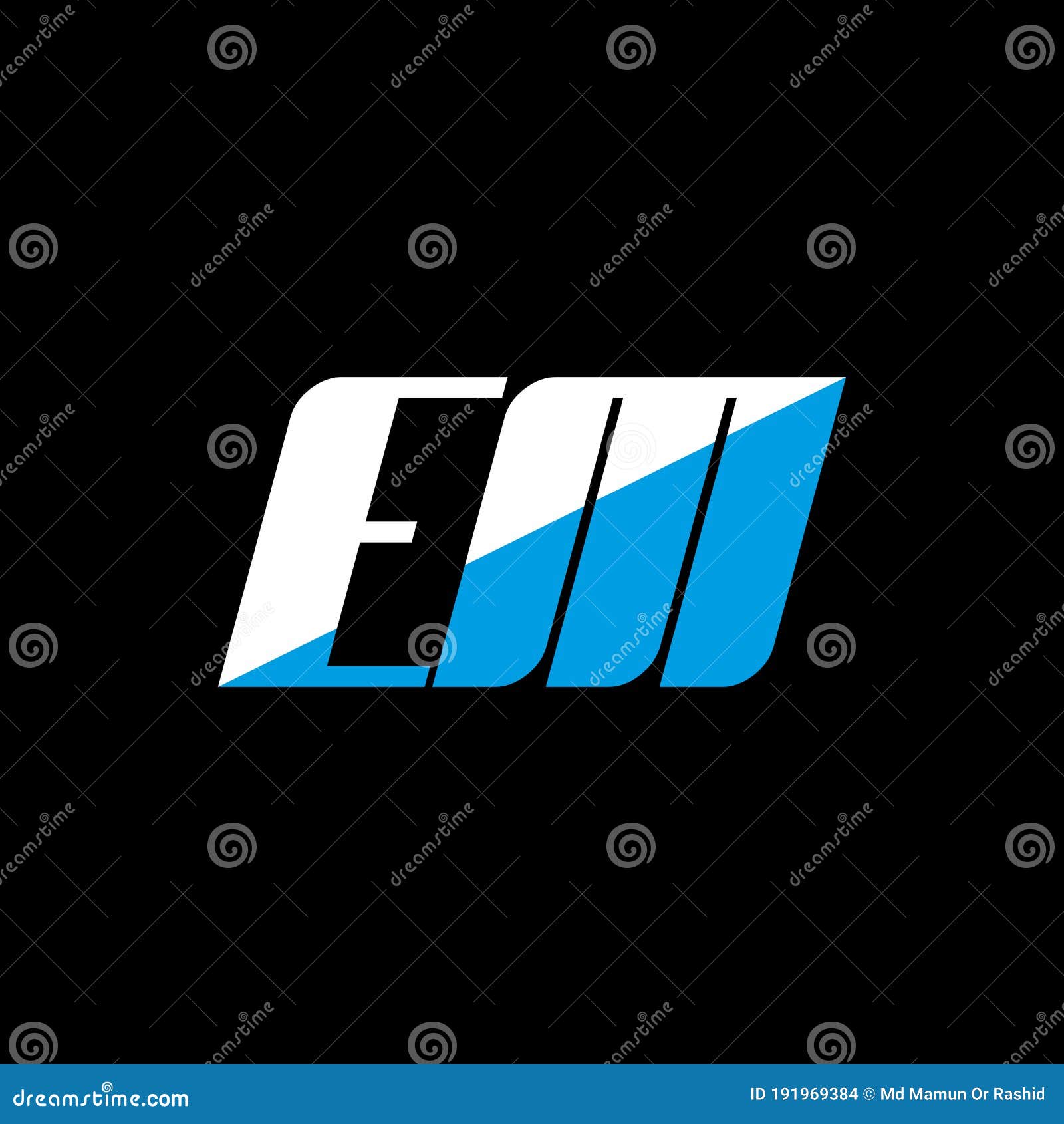 EM Letter Logo Design on Black Background. EM Creative Initials Letter ...