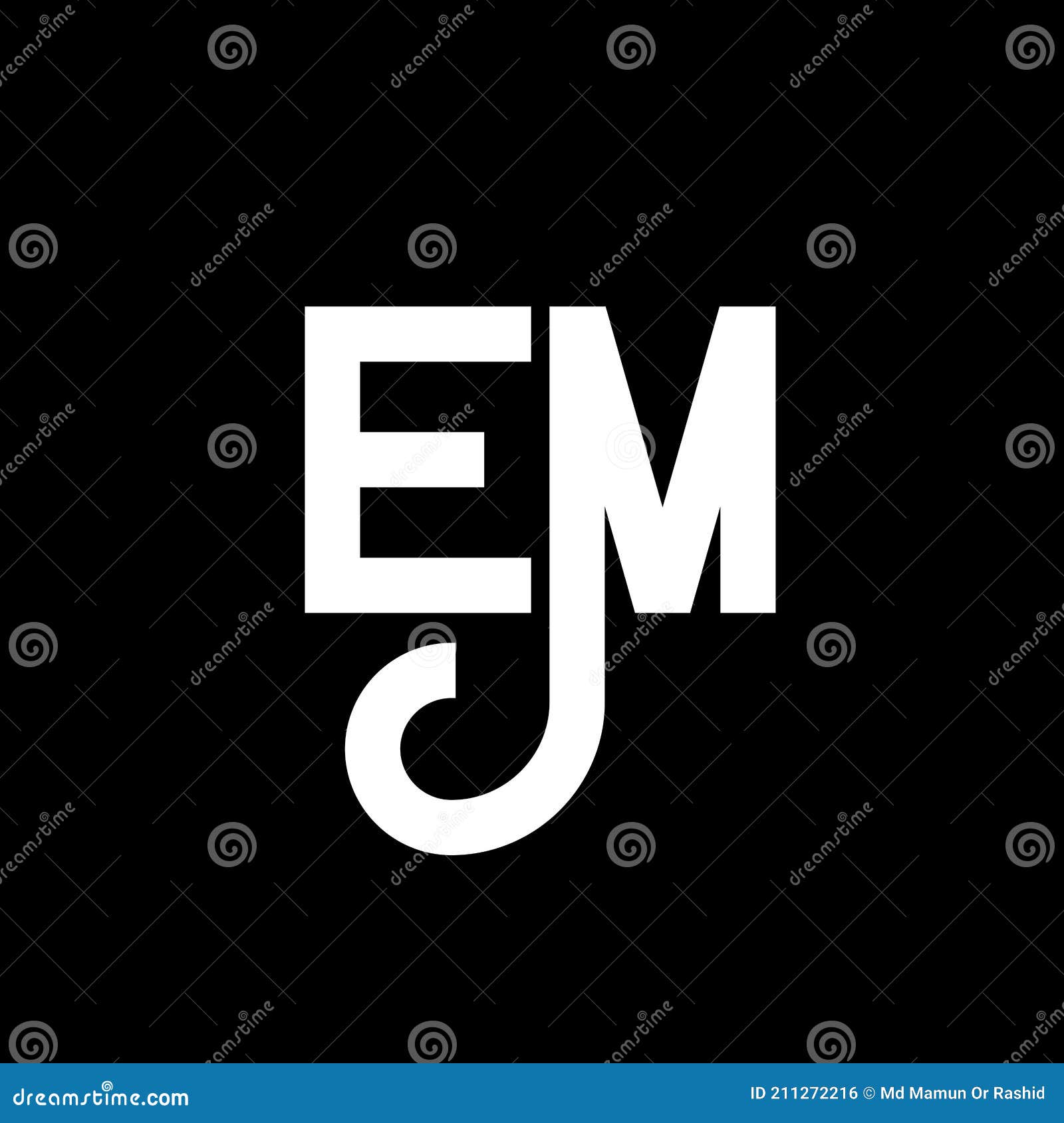 EM Letter Logo Design on Black Background. EM Creative Initials Letter ...