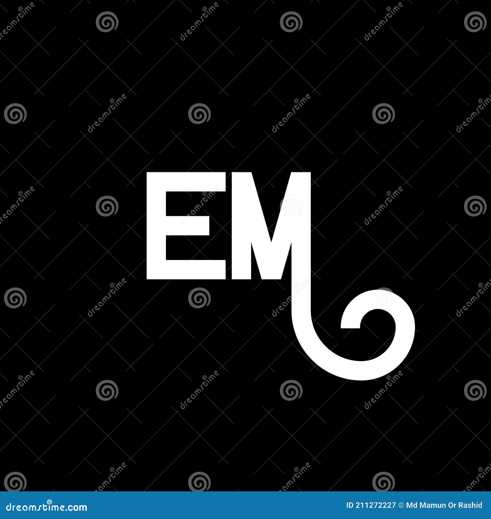 EM Letter Logo Design on Black Background. EM Creative Initials Letter ...