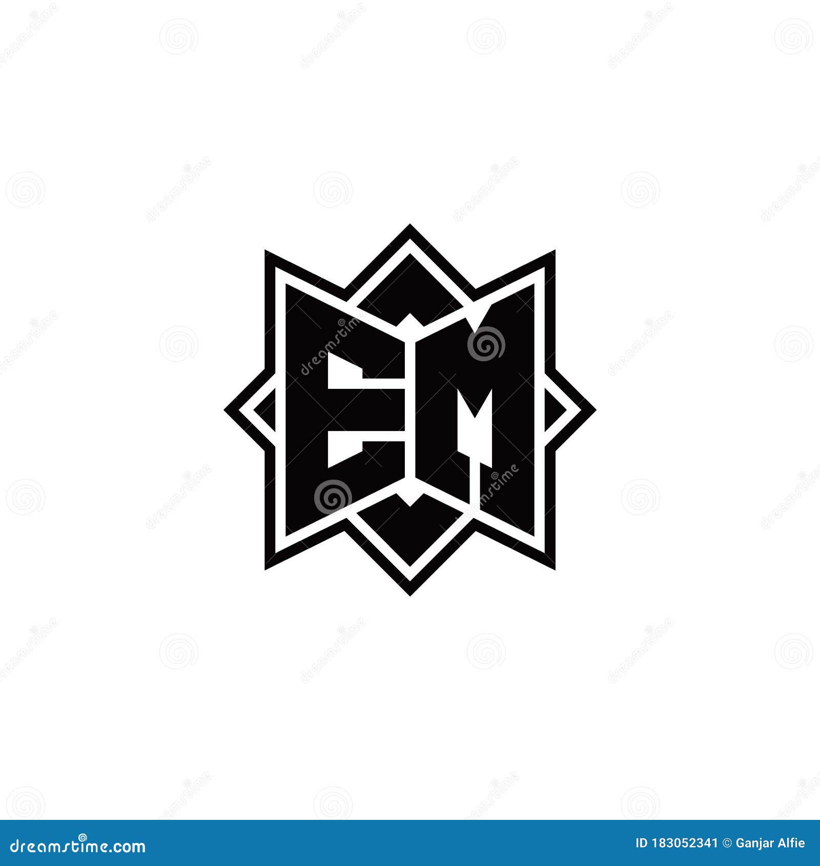 EM Monogram Logo with Square Rotate Style Outline Stock Vector ...