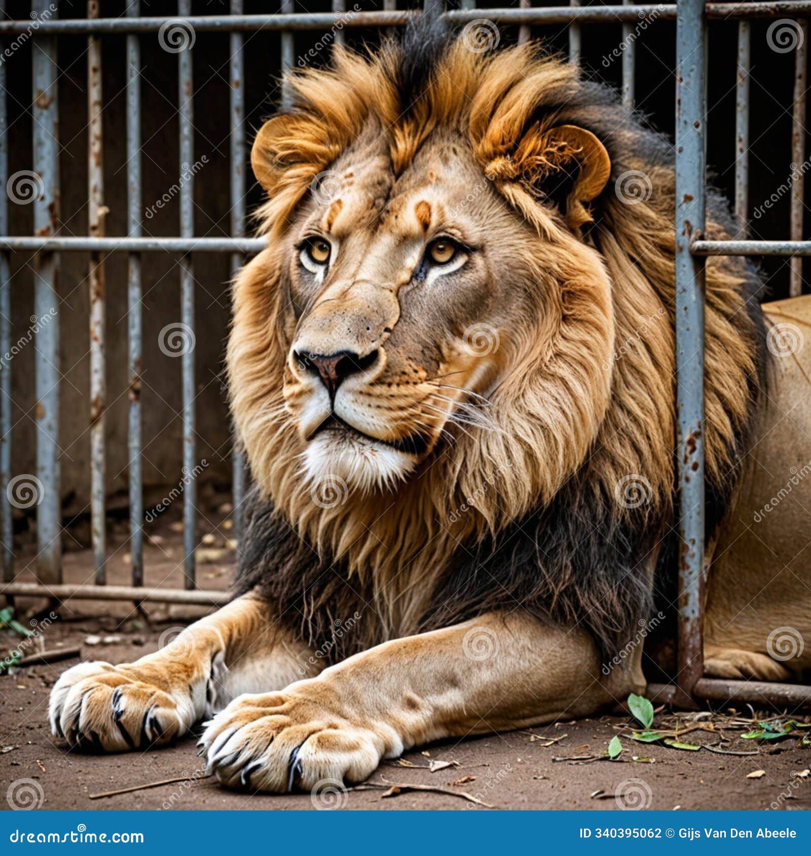 Lion In Cage, Generative By AI Stock Photography | CartoonDealer.com ...