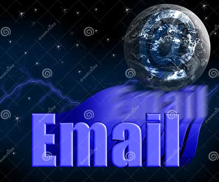 Email 3D with Earth Globe and Stars Stock Illustration - Illustration ...