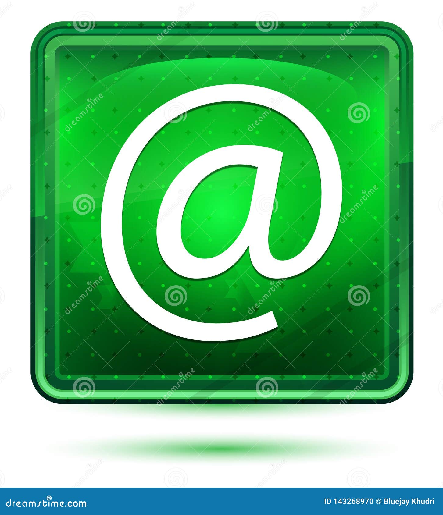 Email Address Icon Neon Light Green Square Button Stock Illustration ...