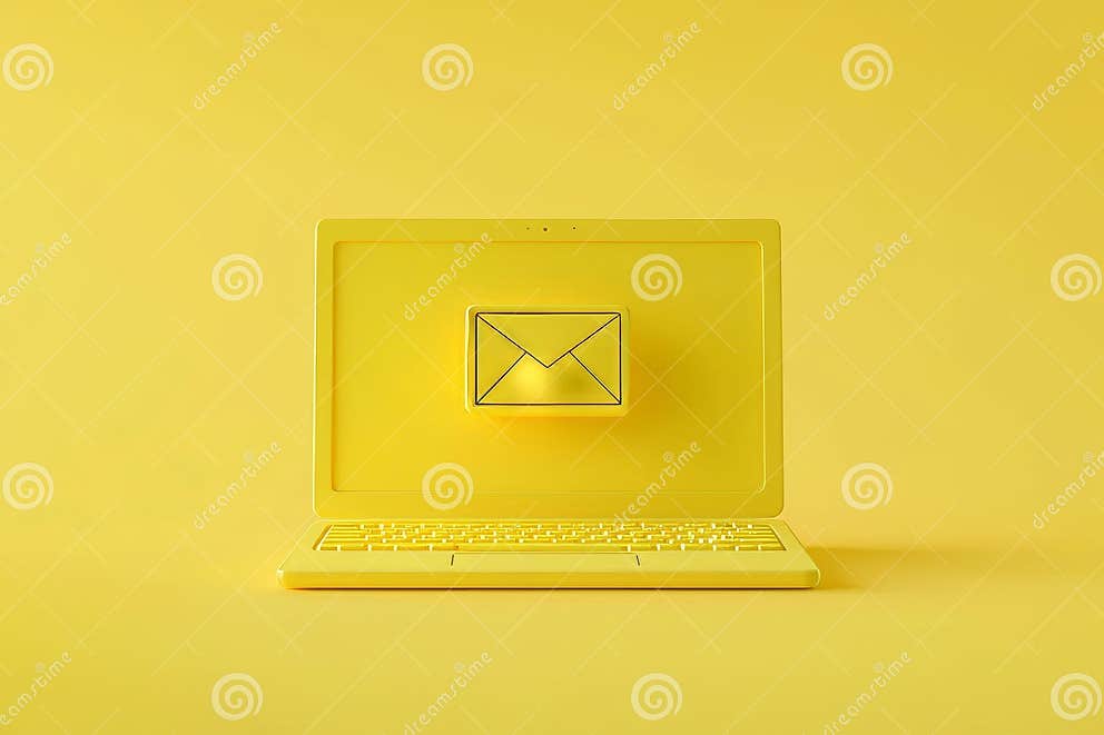Email Advertisement Image of an Open Laptop with an Envelope Icon on ...