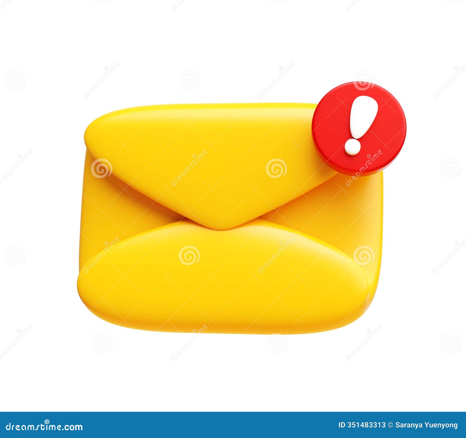 Email Alert with Exclamation Mark Icon 3d Illustration Stock ...