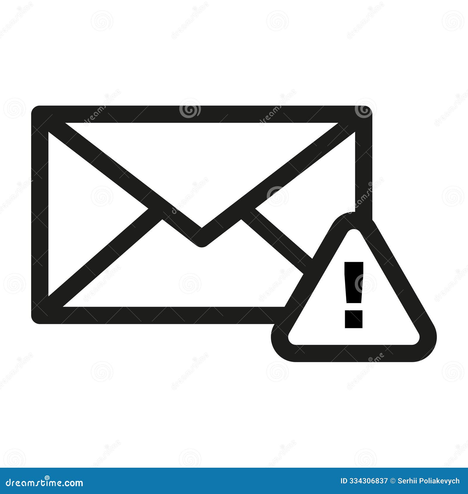 Email Alert Icon. Envelope with Warning Sign. Simple Vector ...