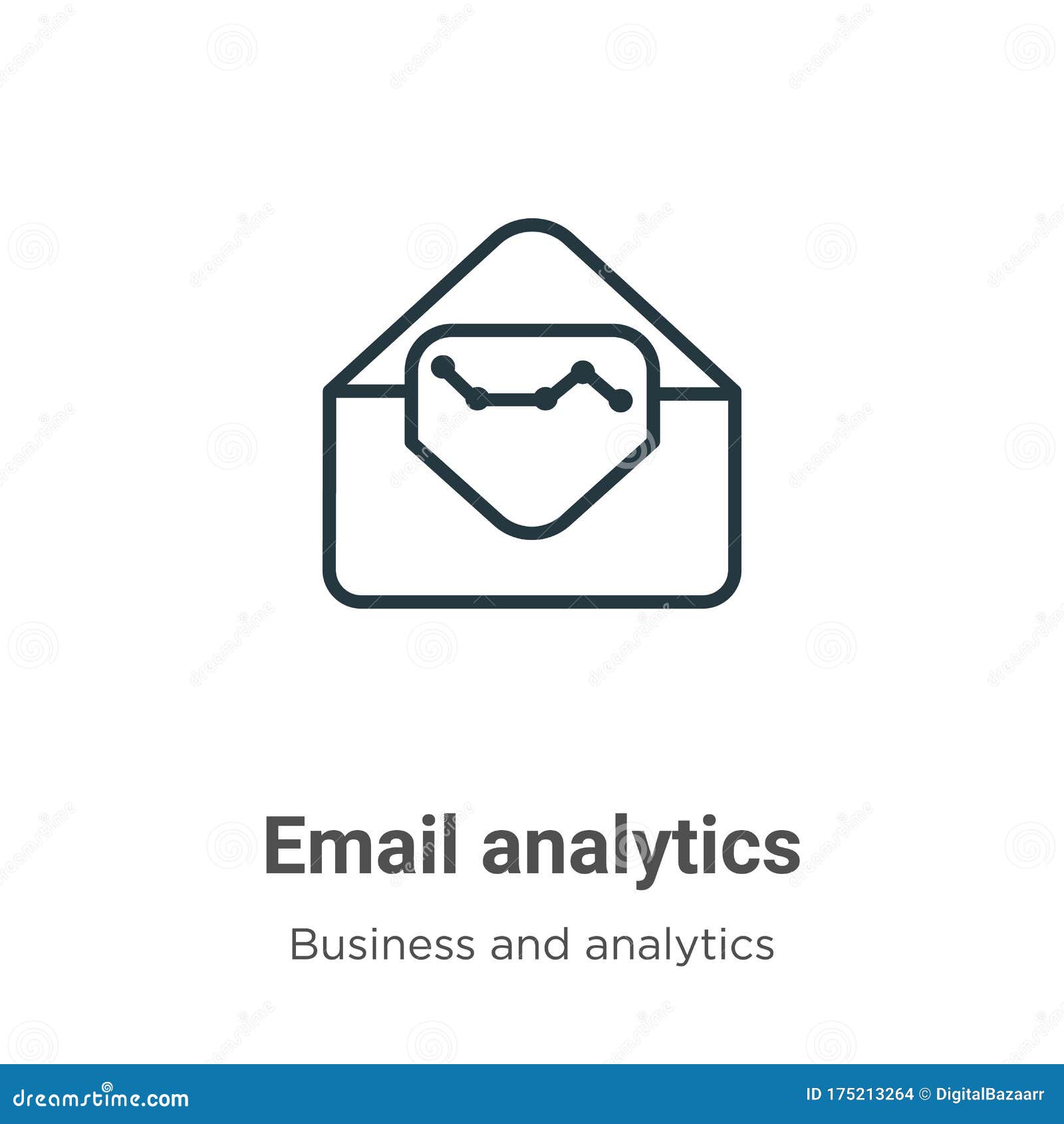 Email Analytics Outline Vector Icon. Thin Line Black Email Analytics ...
